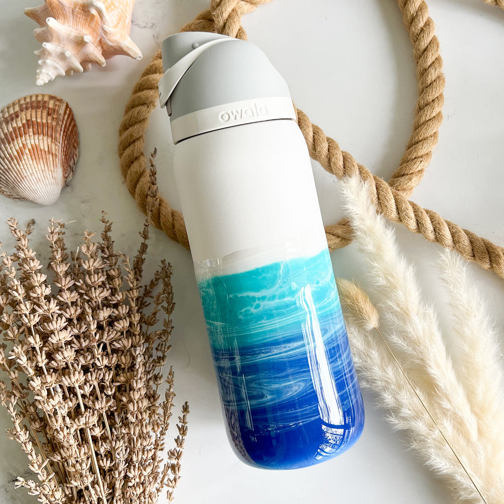Ocean Waves White Owala 32oz Water Bottle – Citrus Waves Art